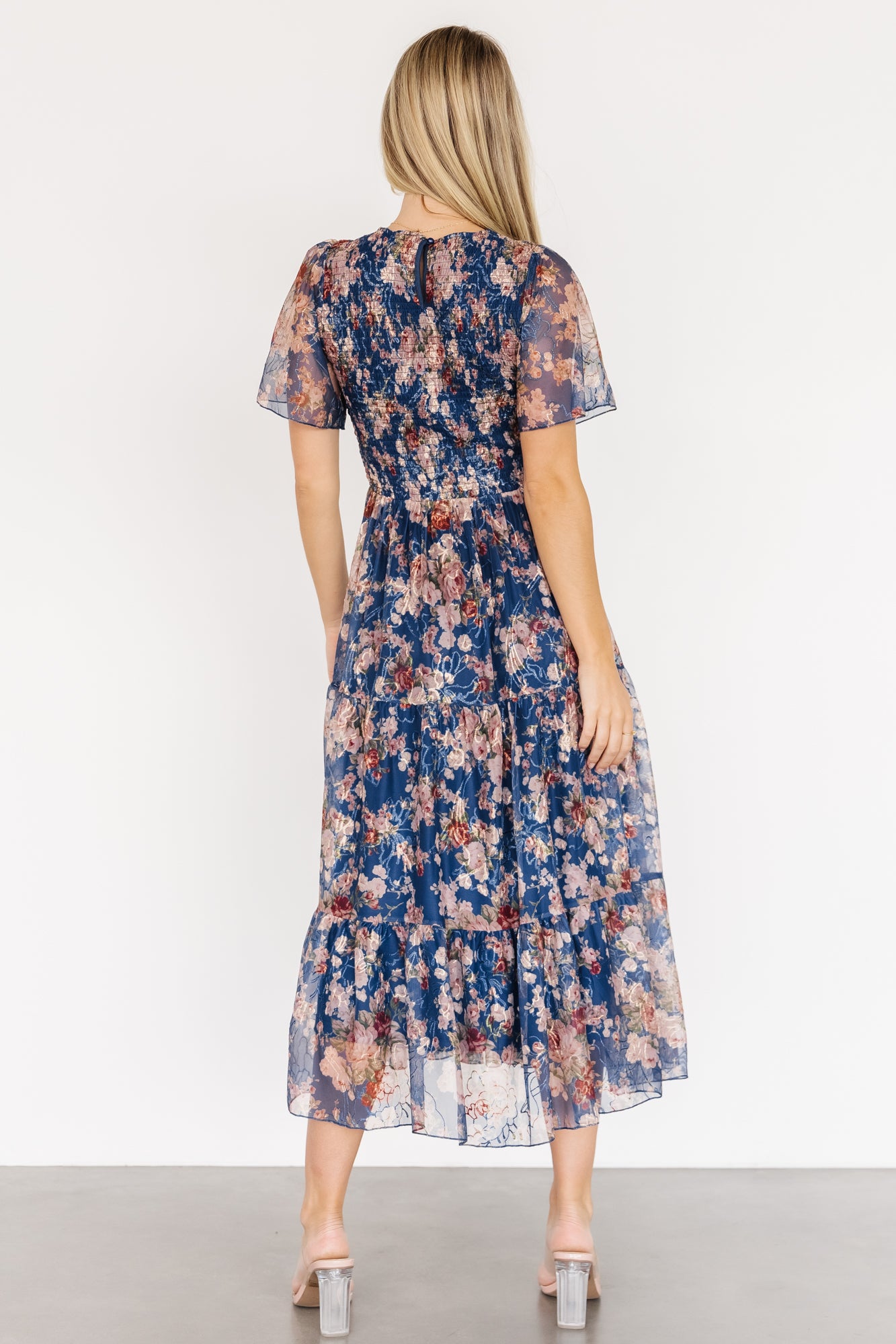 Mara Embroidered Tulle Dress | Dark Blue Multi Floral – Baltic Born