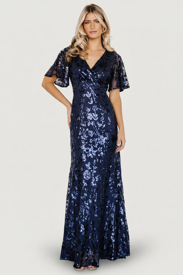 Esme Sequin Dress — Navy Tulle Maxi | Baltic Born
