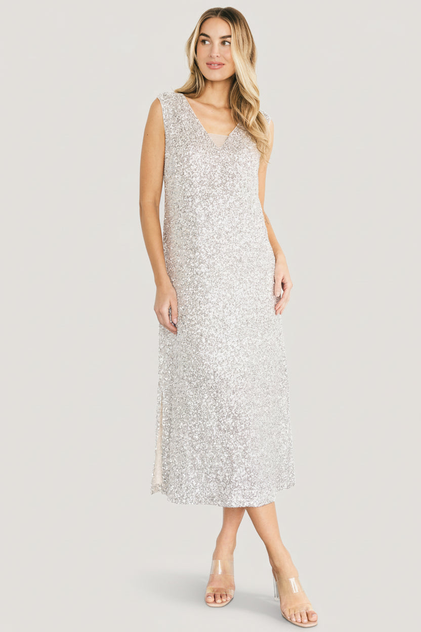 Marissa Sequin Midi Dress | Champagne – Baltic Born