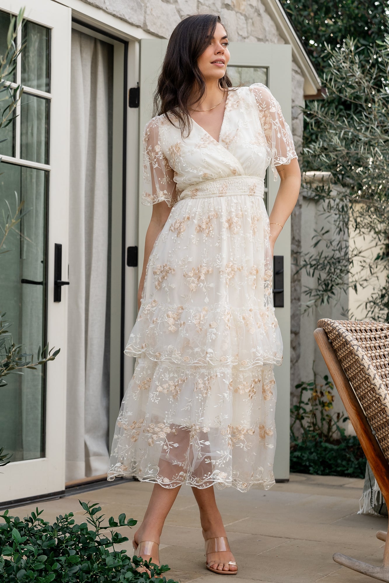 Eleanor Embroidered Midi Dress | Cream Floral – Baltic Born