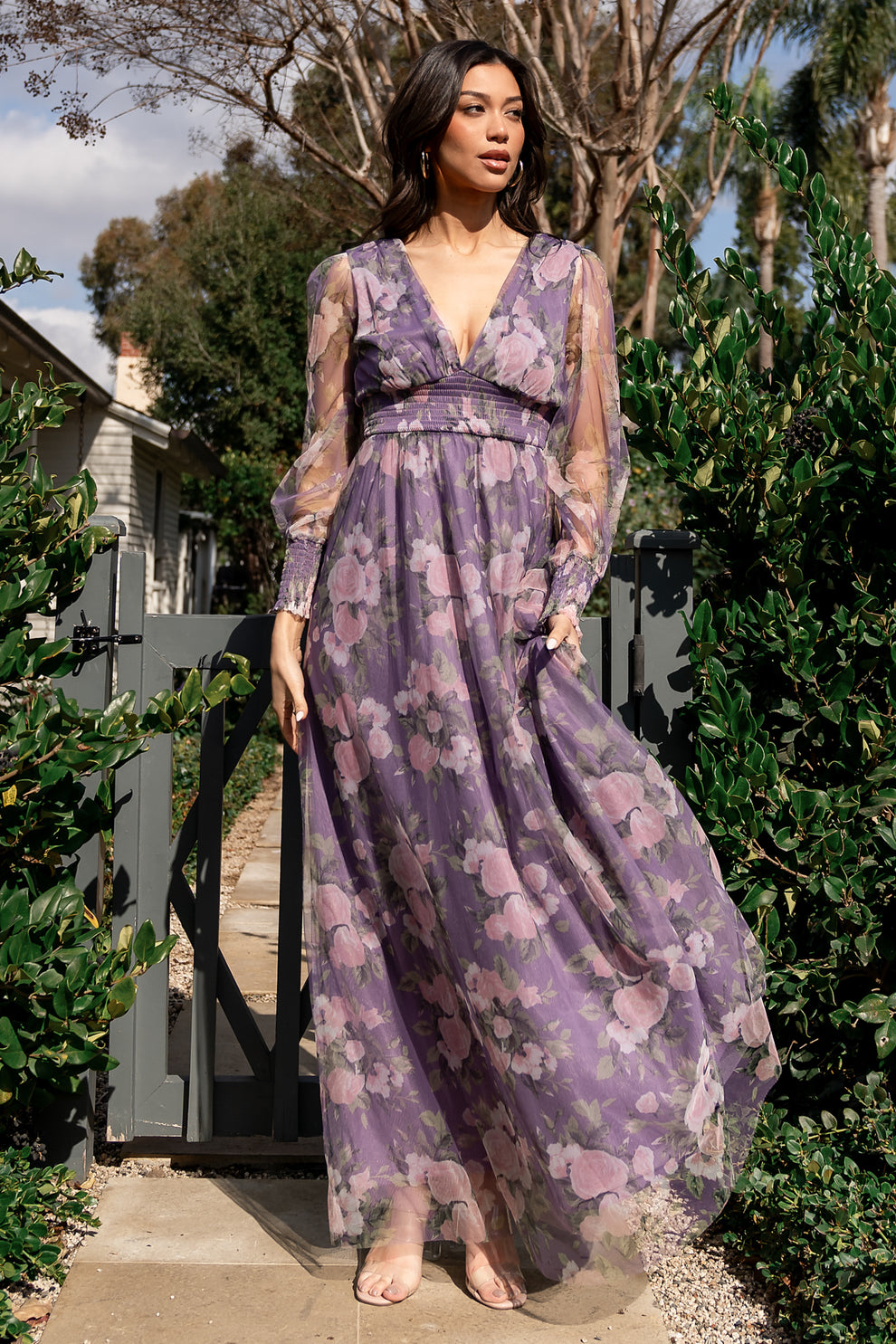 Layla Tulle Maxi Dress | Lavender + Blush Floral – Baltic Born