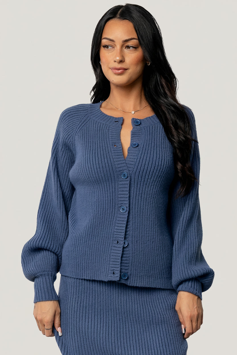 Blair Rib Knit Cardigan | Blue – Baltic Born