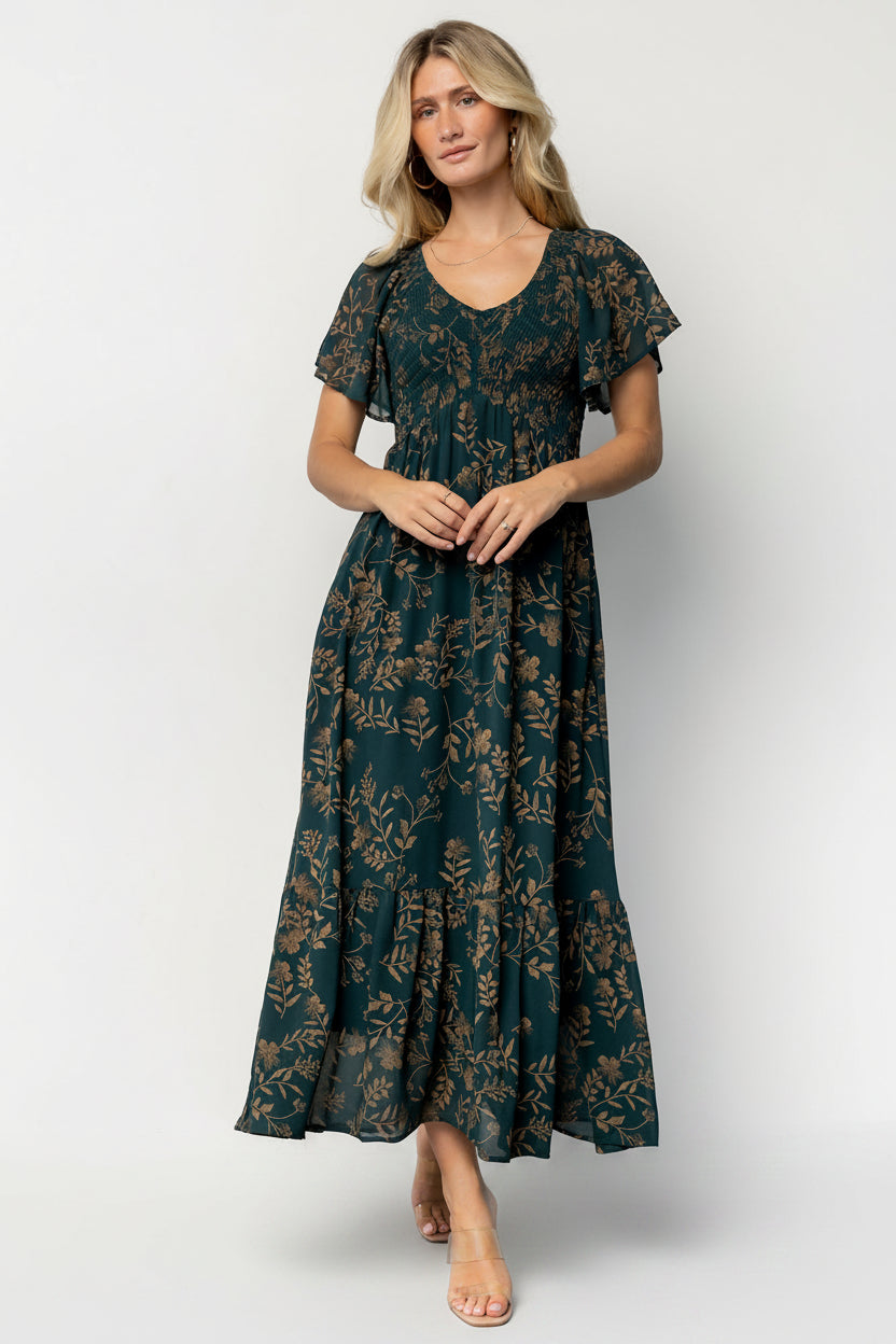 Monica Smocked Dress | Deep Topaz + Gold – Baltic Born