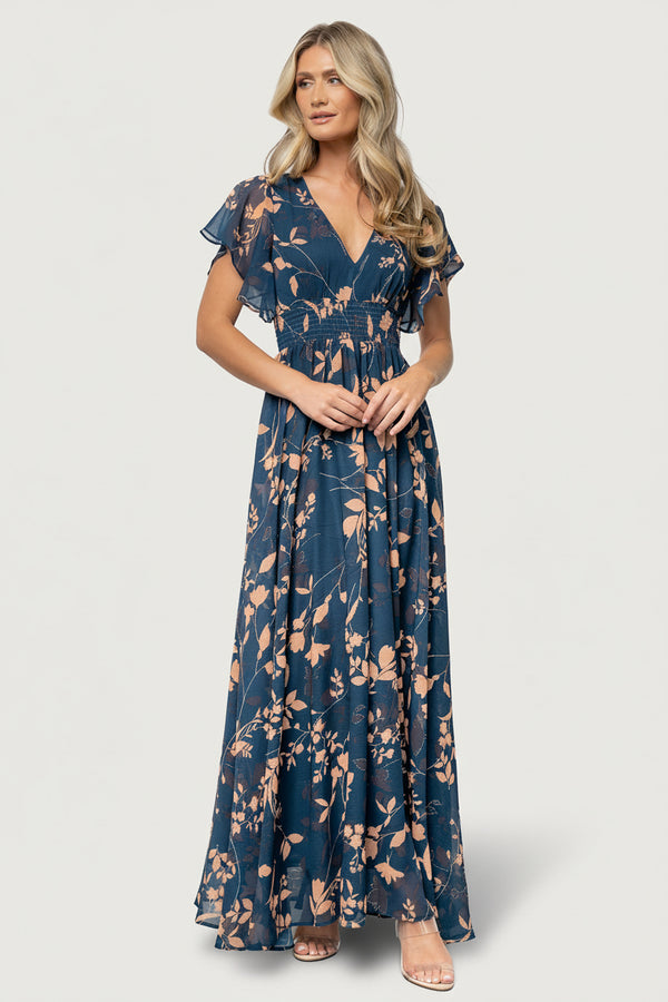 Lynlee Metallic Maxi Dress in Topaz Metallic | Baltic Born