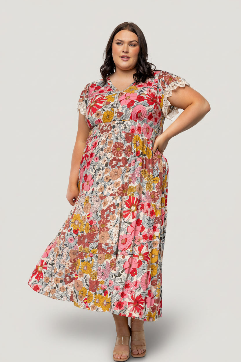 Aliyah Midi Dress | Cream Multi Floral – Baltic Born