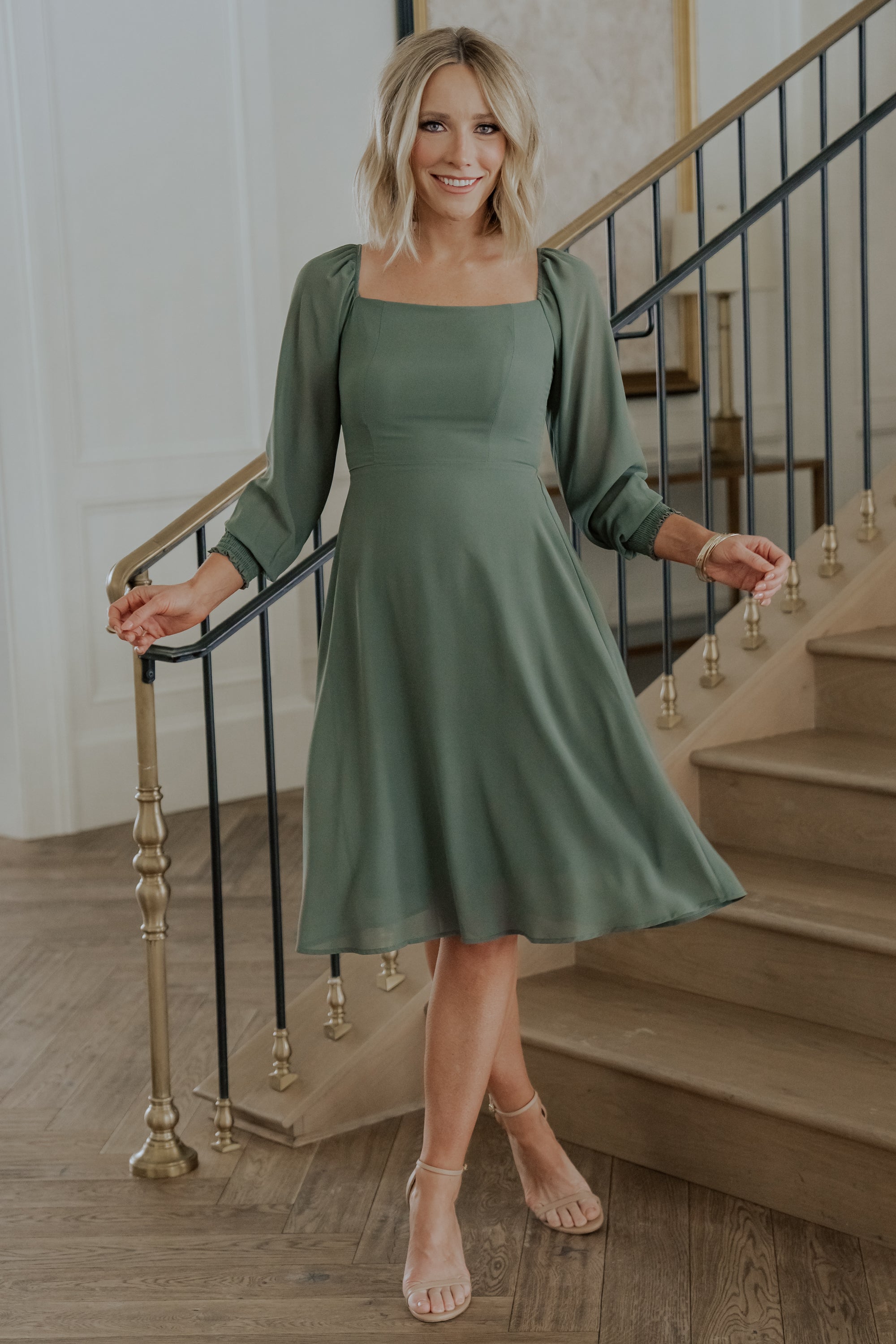 Elise Short Dress | Dark Sage – Baltic Born