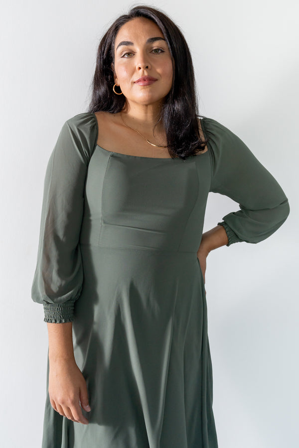 Elise Short Dress | Dark Sage – Baltic Born