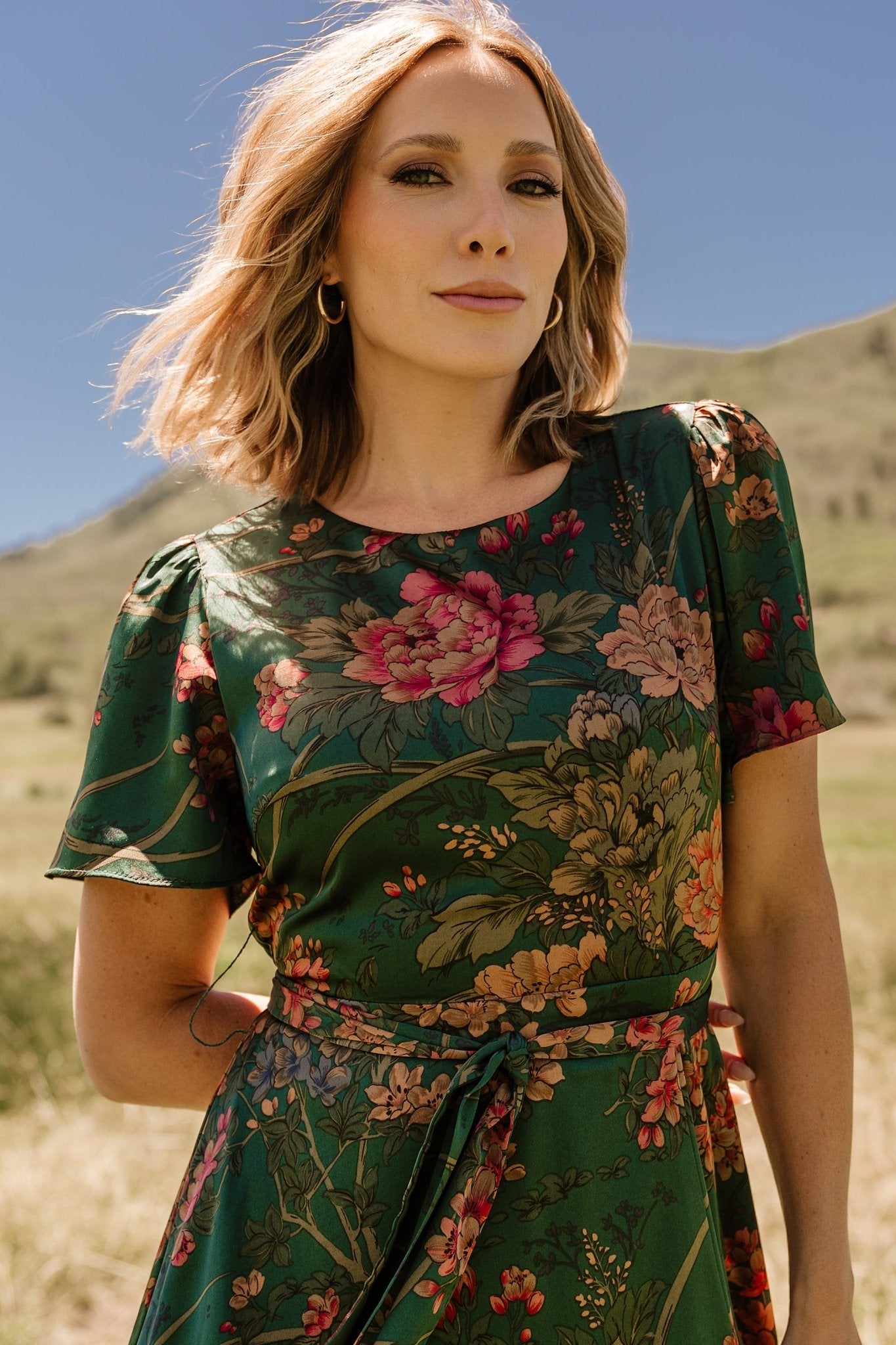 Agnes Satin Maxi Dress | Brown Floral | Baltic Born