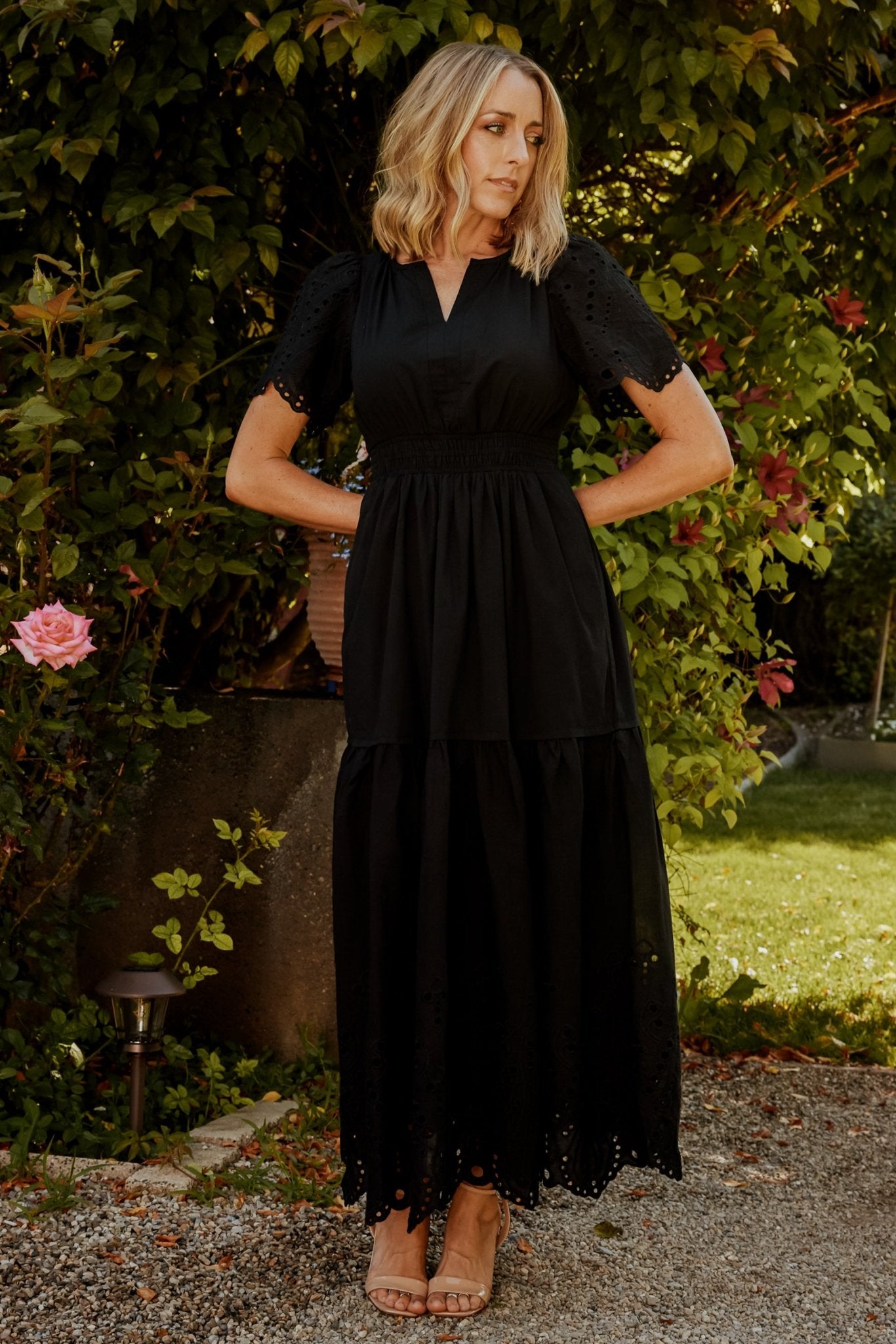 Annette Eyelet Maxi Dress | Black | Baltic Born