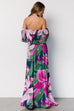 Azalea Off Shoulder Maxi Dress | Green + Fuchsia Floral – Baltic Born