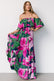 Azalea Off Shoulder Maxi Dress | Green + Fuchsia Floral – Baltic Born