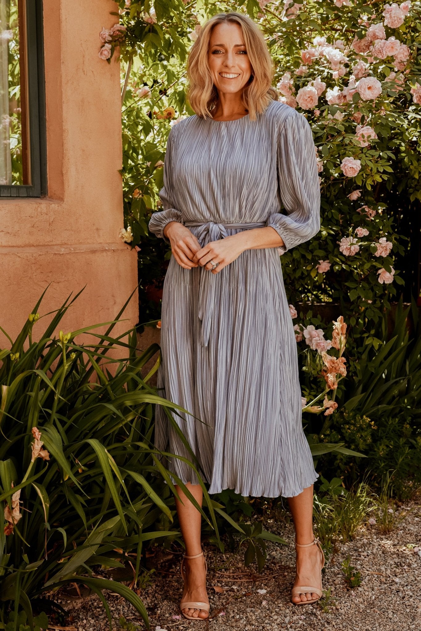 Bethany Pleated Midi Dress | Light Blue | Baltic Born