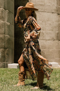 Bowman Deep V Maxi Dress | Black Multi | Baltic Born