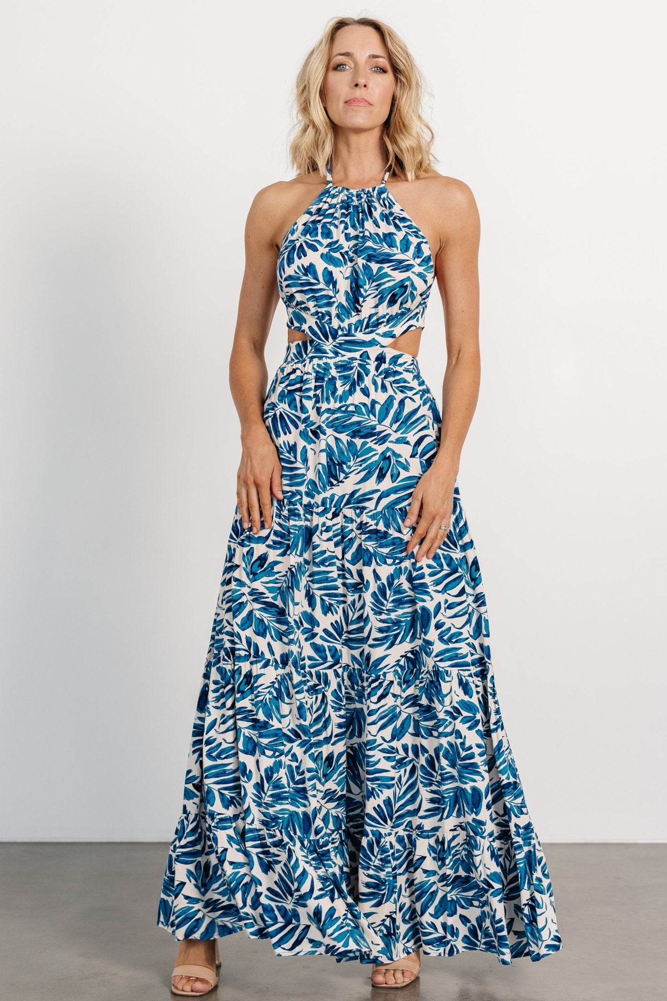 Brett Halter Maxi Dress | Navy Print | Baltic Born