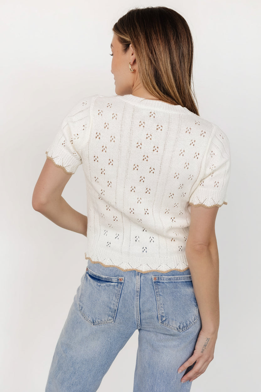 Britt Pointelle Knit Top | Ivory + Natural – Baltic Born
