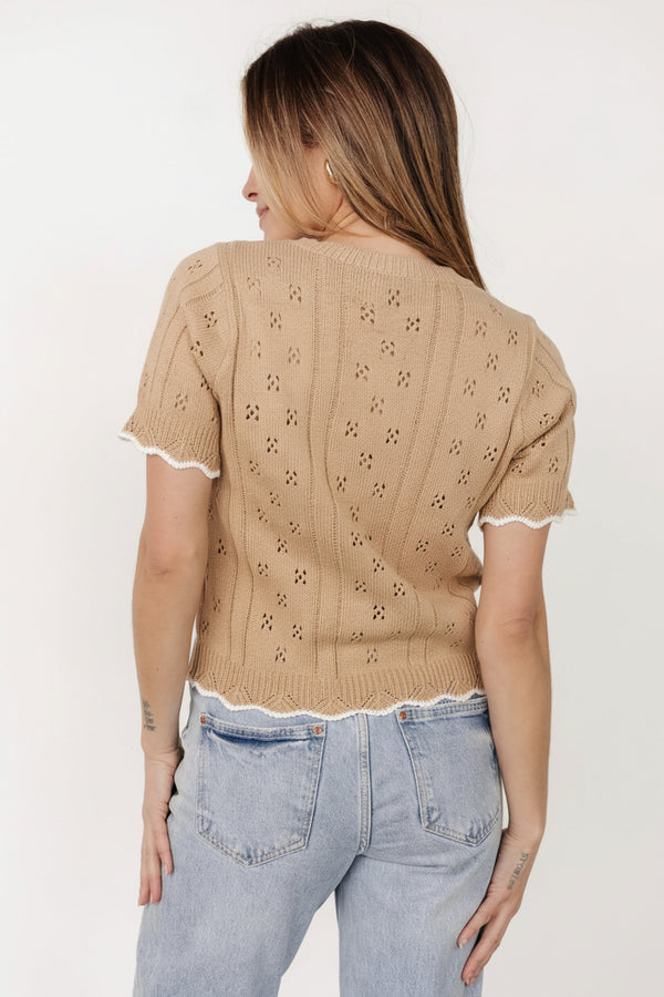 Britt Pointelle Knit Top | Natural + Ivory – Baltic Born