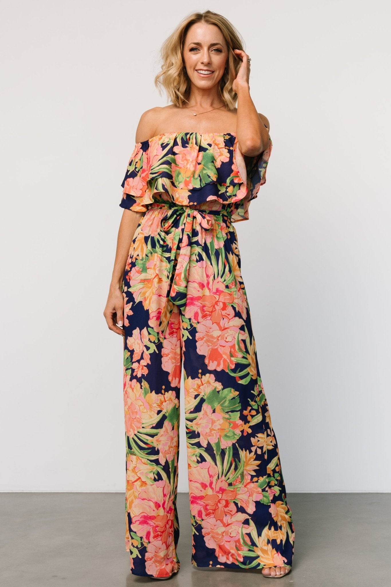 Capistrano Ruffle Jumpsuit | Navy Floral – Baltic Born