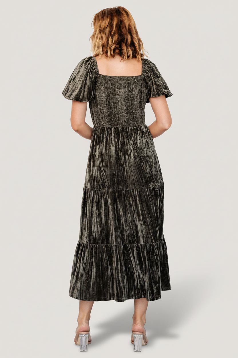 Colleen Velvet Maxi Dress | Olive | Baltic Born