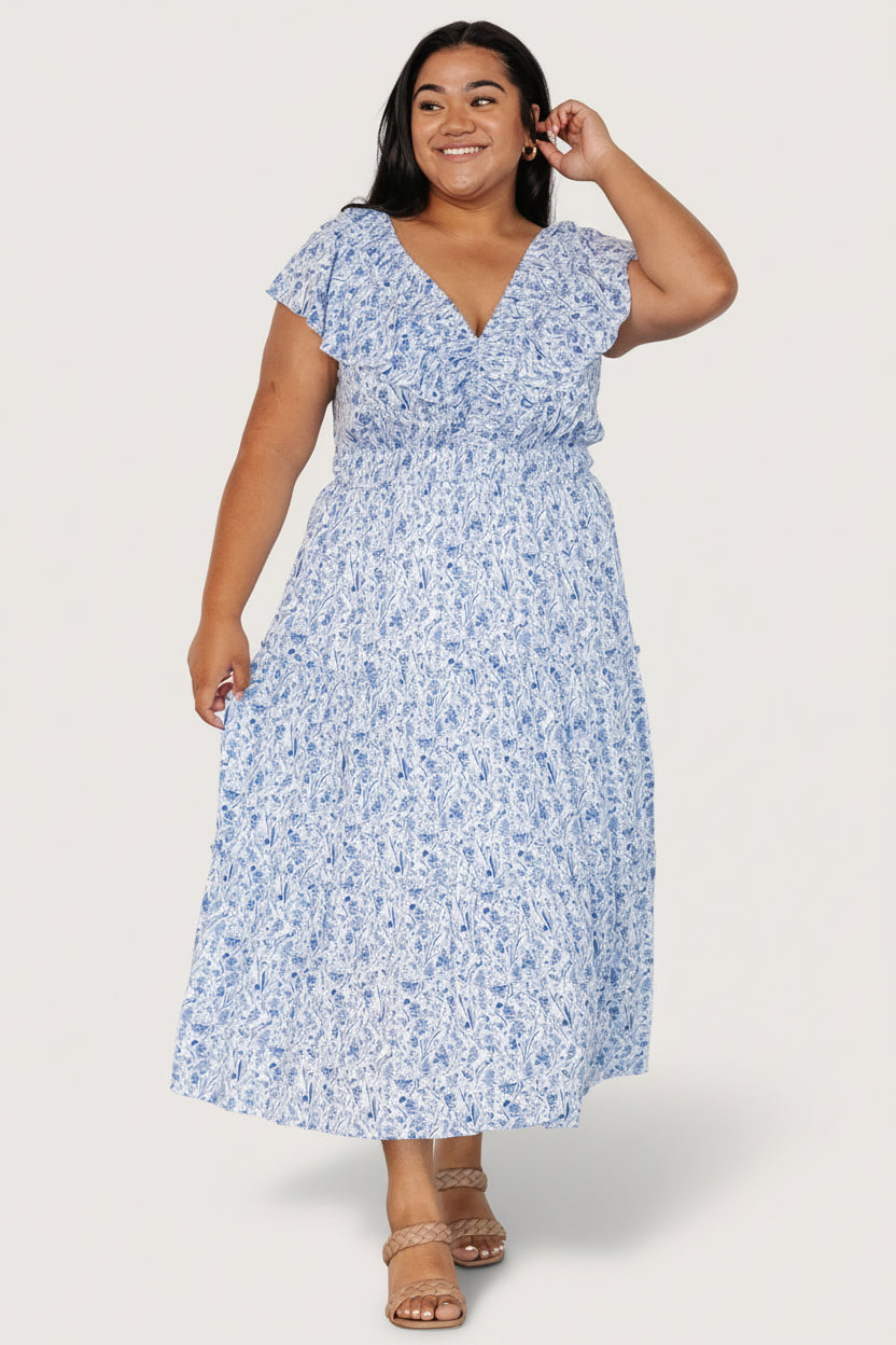 Crete Midi Dress | Blue + White – Baltic Born