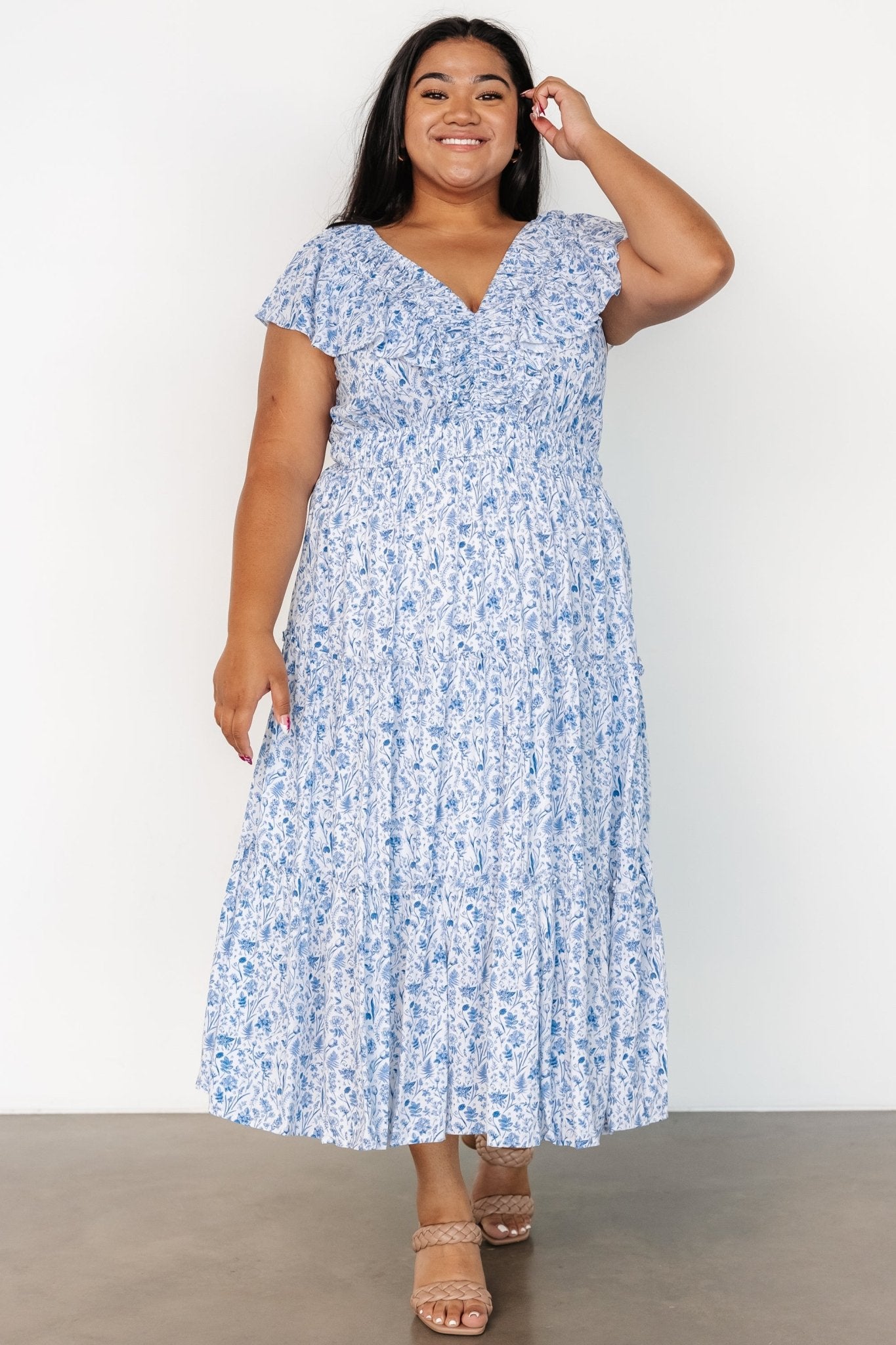Crete Midi Dress | Blue + White | Baltic Born