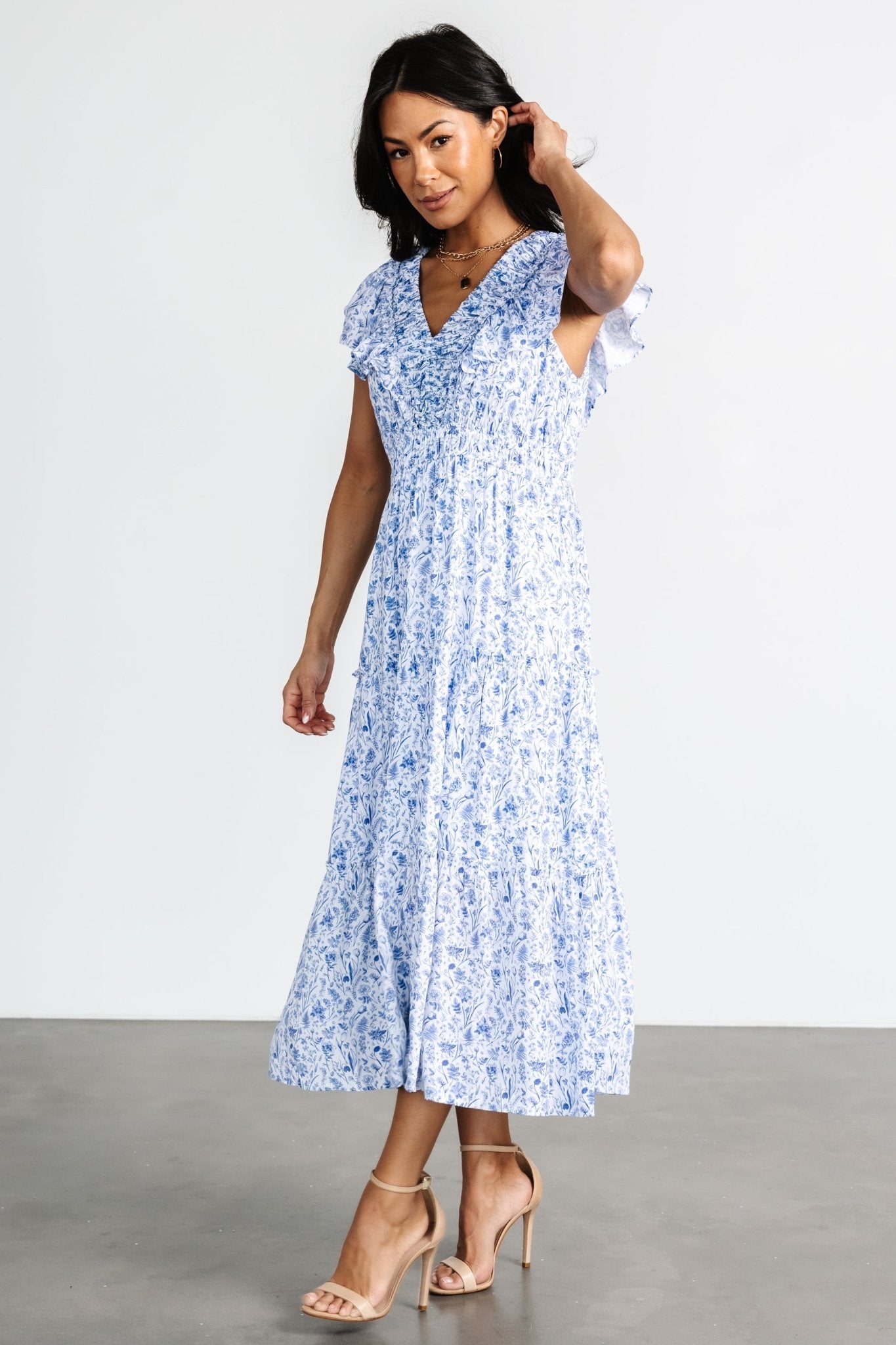 Crete Midi Dress | Blue + White | Baltic Born