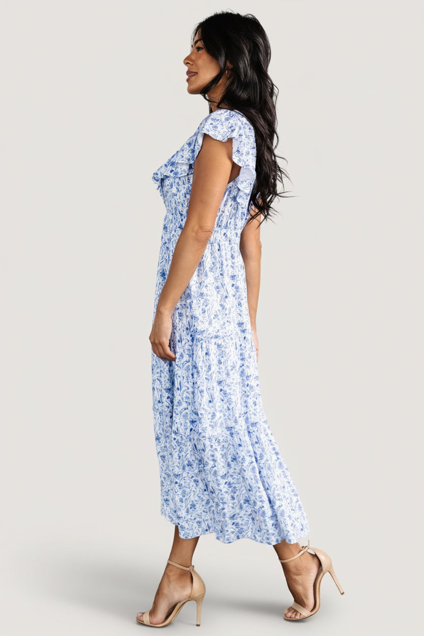 Crete Midi Dress | Blue + White | Baltic Born