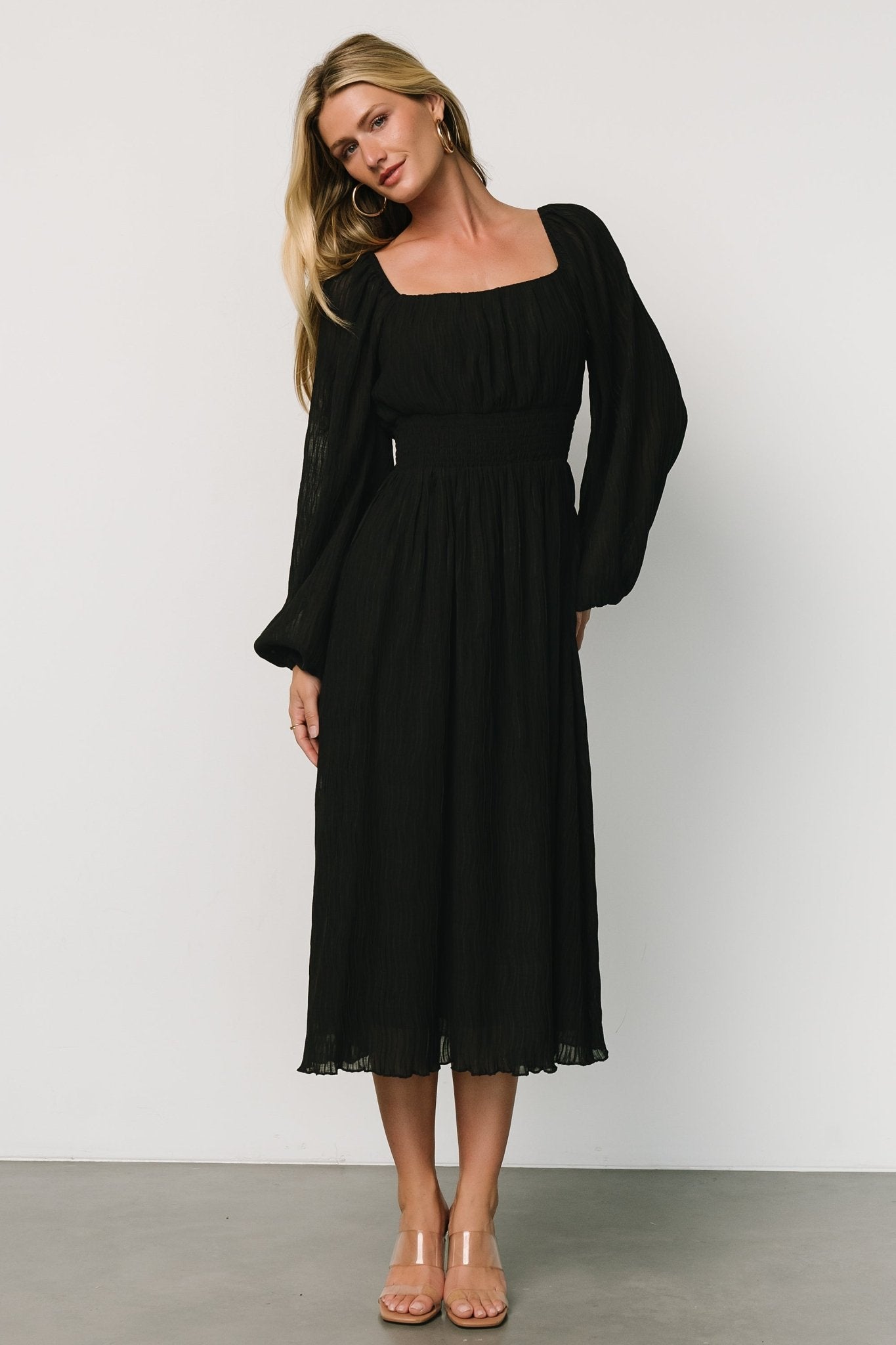 Dalton Pleated Midi Dress | Black – Baltic Born