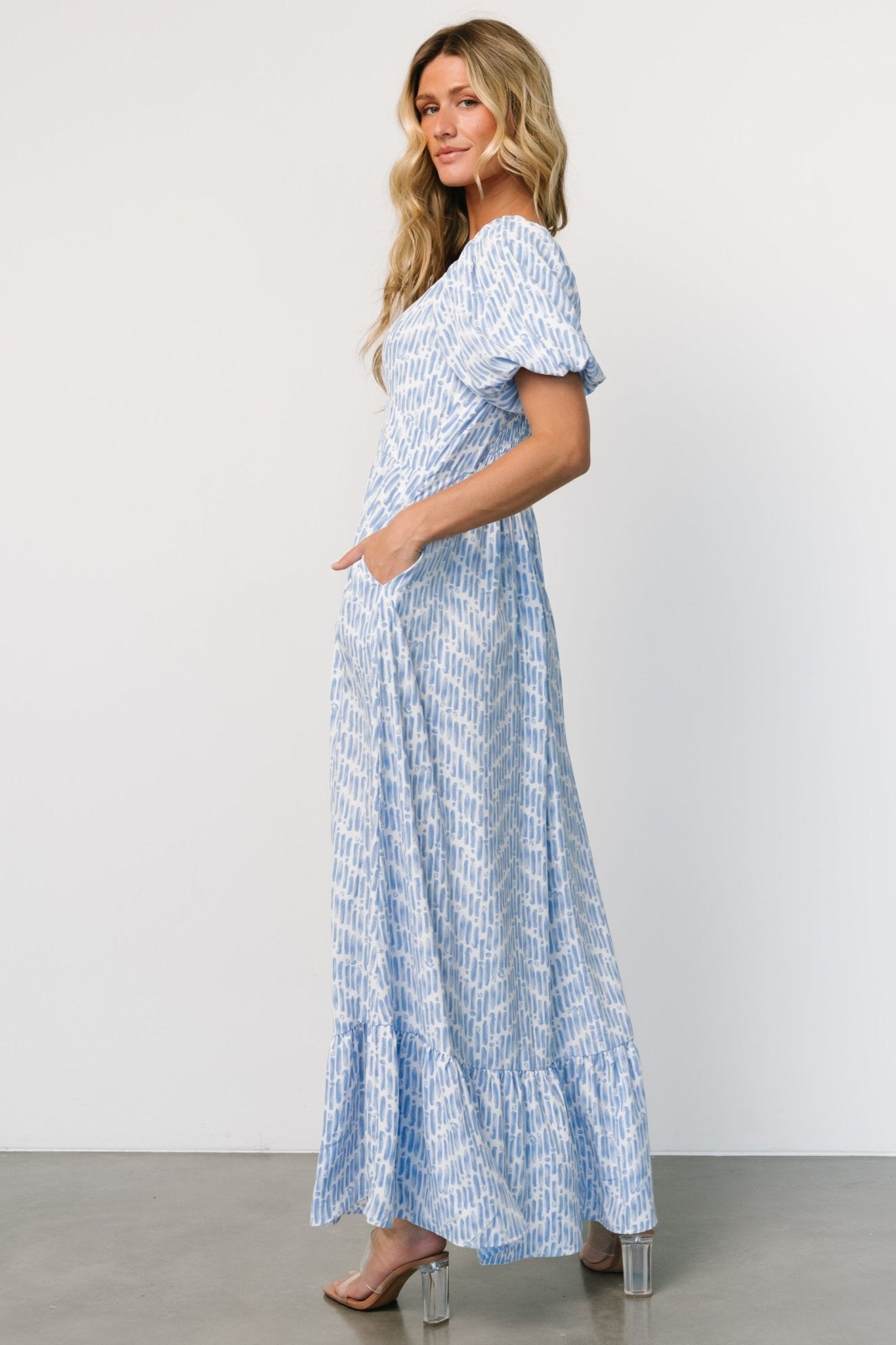 Durban Maxi Dress | Dusty Blue Print | Baltic Born