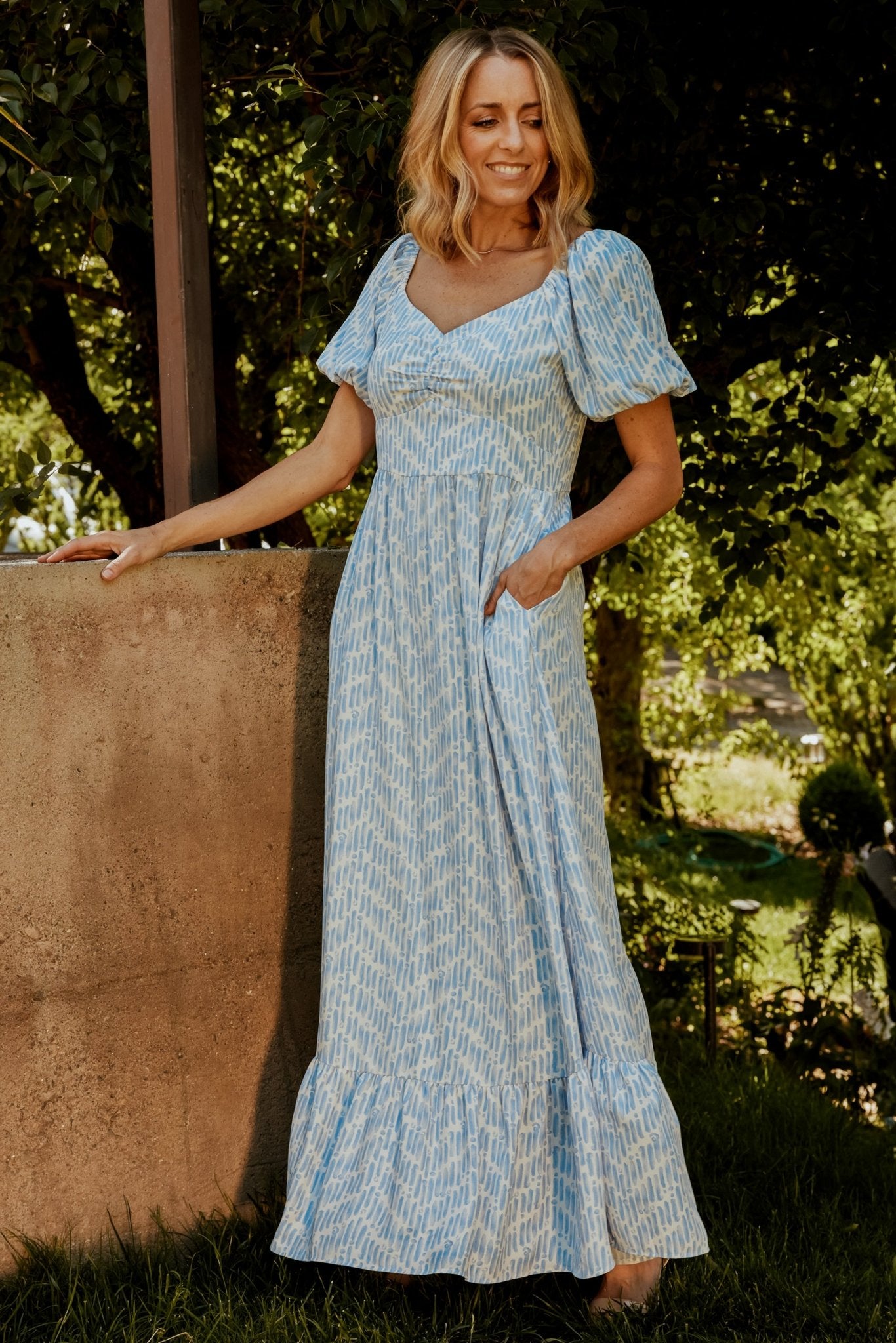 Durban Maxi Dress | Dusty Blue Print | Baltic Born
