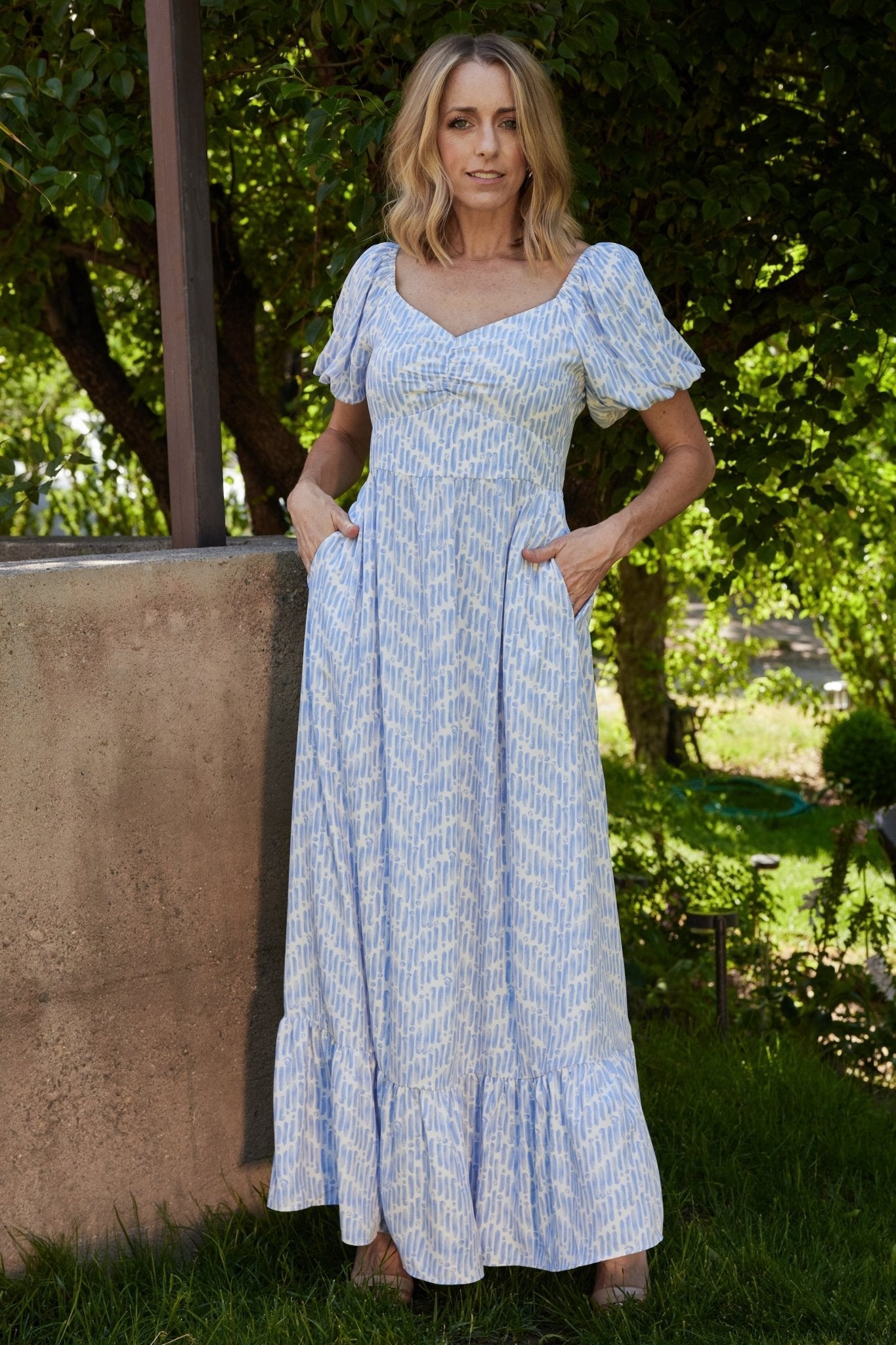 Durban Maxi Dress | Dusty Blue Print | Baltic Born