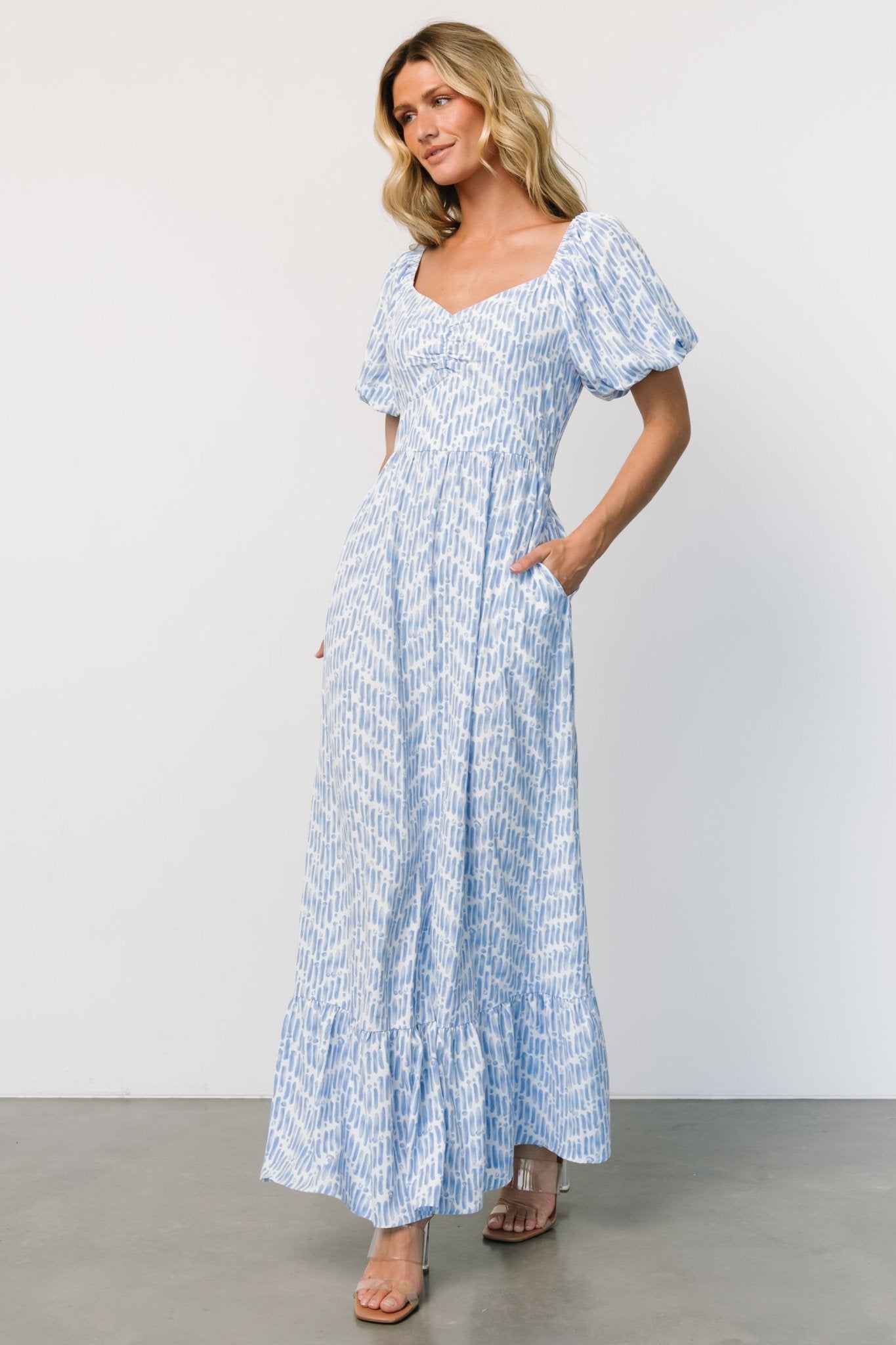 Durban Maxi Dress | Dusty Blue Print | Baltic Born