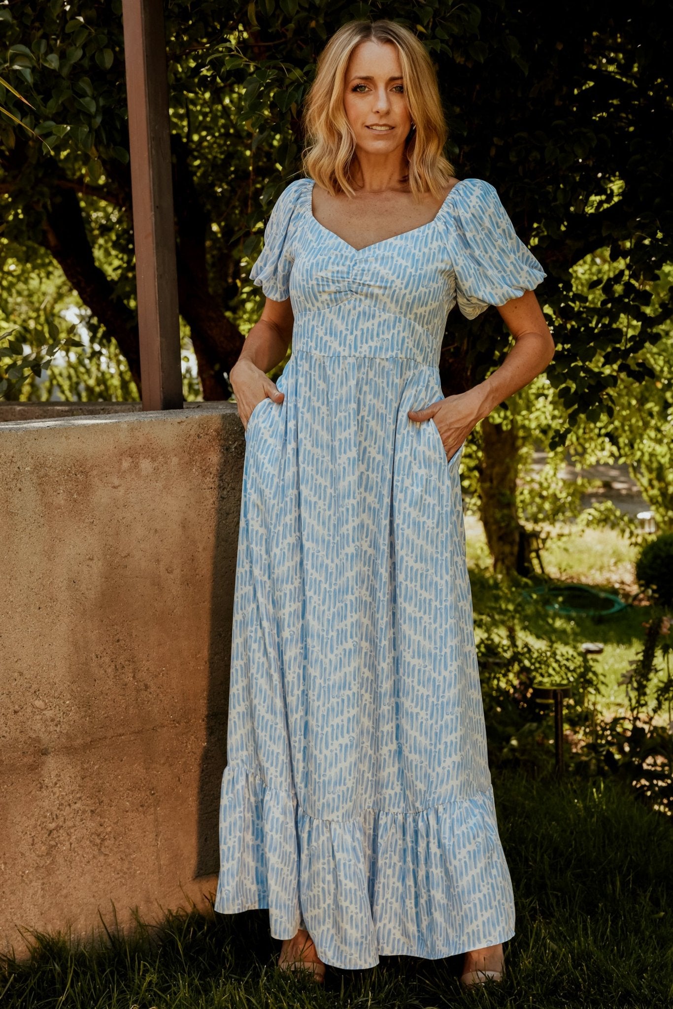 Durban Maxi Dress | Dusty Blue Print | Baltic Born