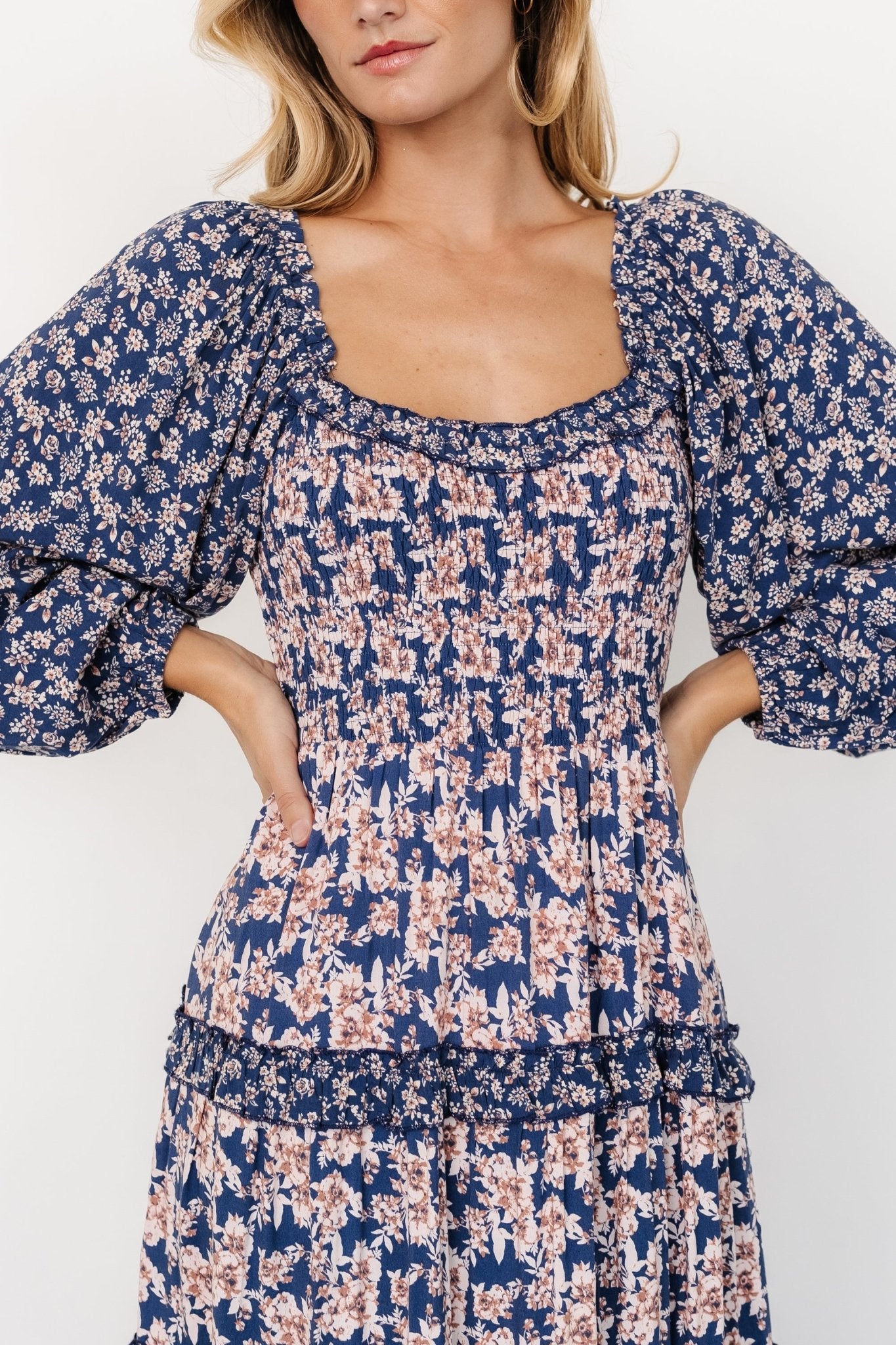 Dynah Tiered Dress | Rust +Cream Floral | Baltic Born