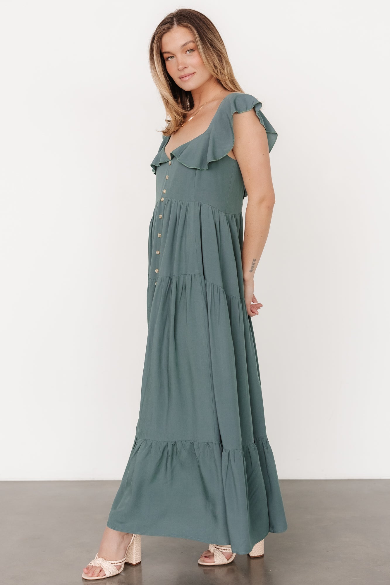 Ellie Ruffle Top Dress | Deep Teal – Baltic Born