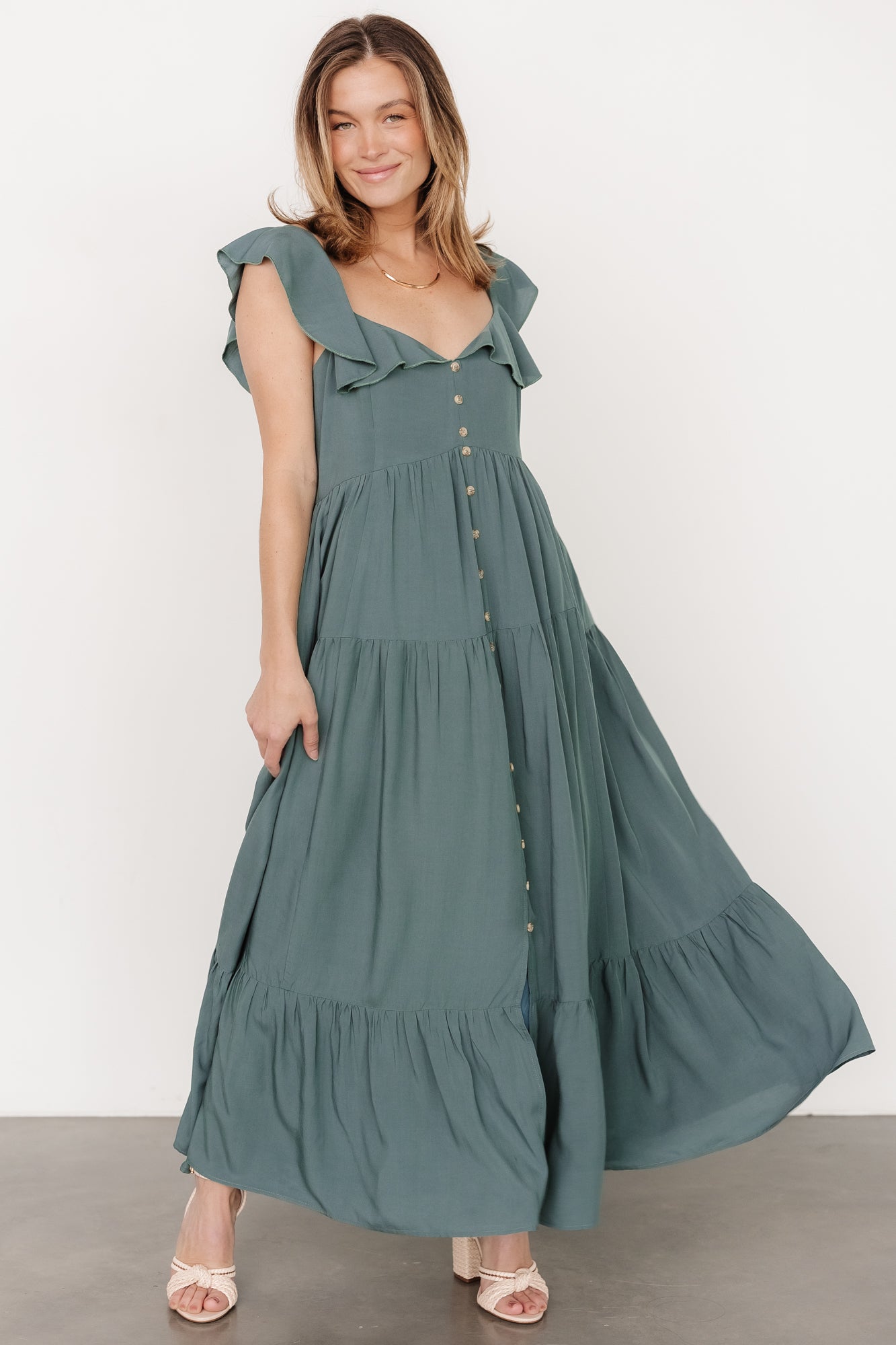 Ellie Ruffle Top Dress | Deep Teal – Baltic Born