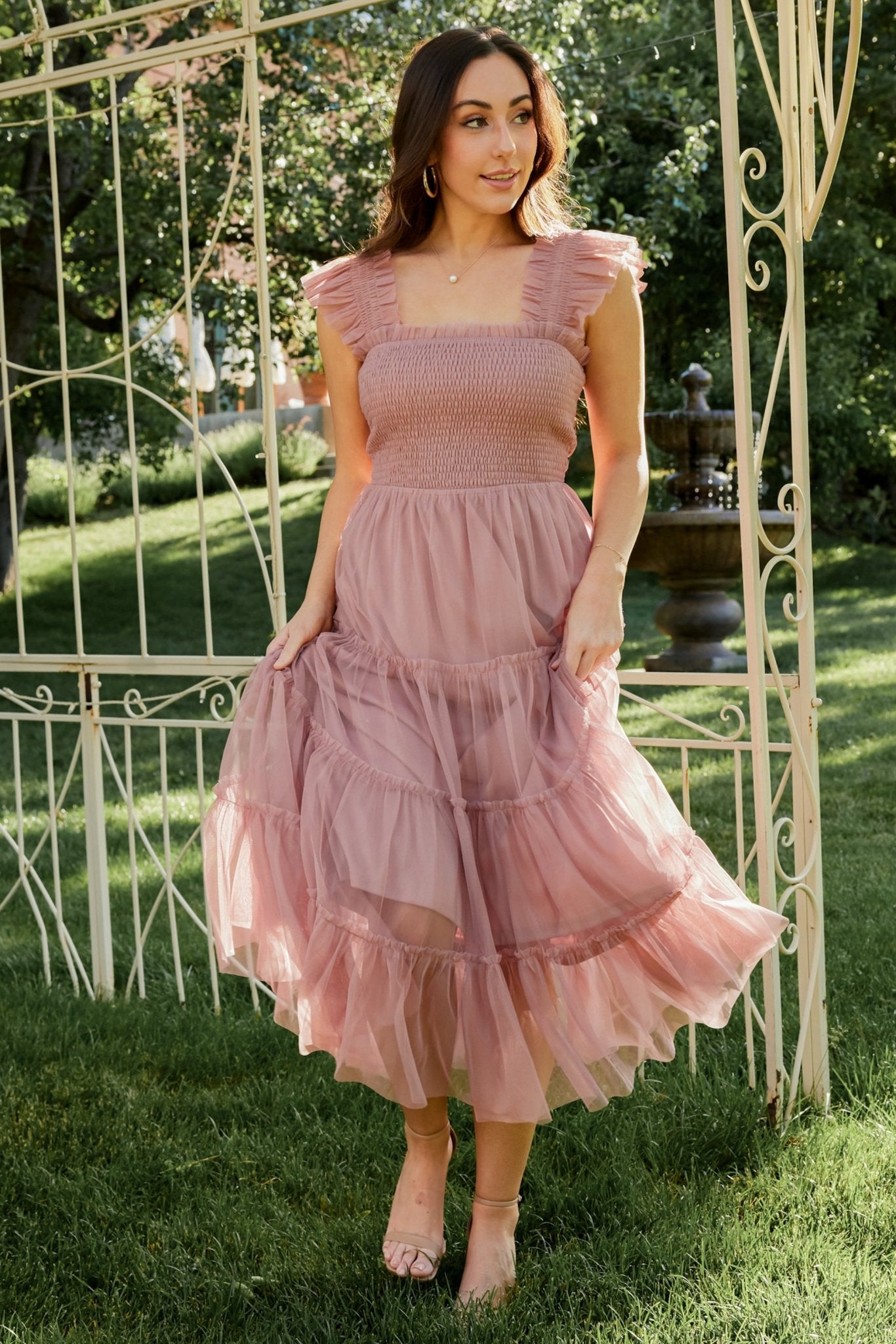 Emma Smocked Tulle Dress | Dusty Rose | Baltic Born