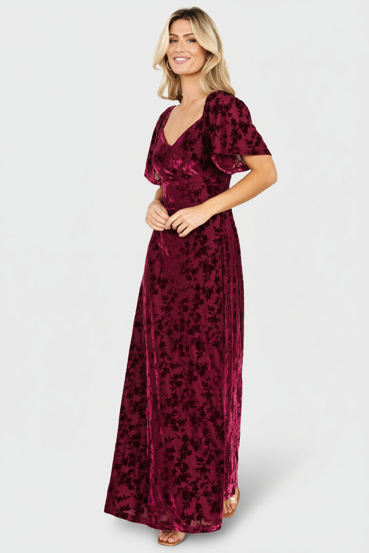 Everley Velvet Maxi Dress — Mulberry Floral | Baltic Born
