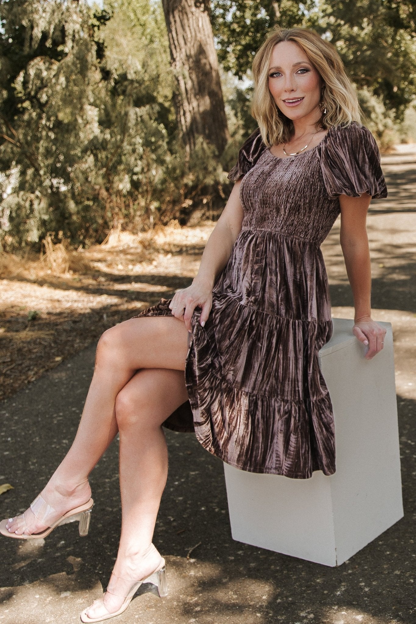 Fay Velvet Midi Dress | Cocoa | Baltic Born
