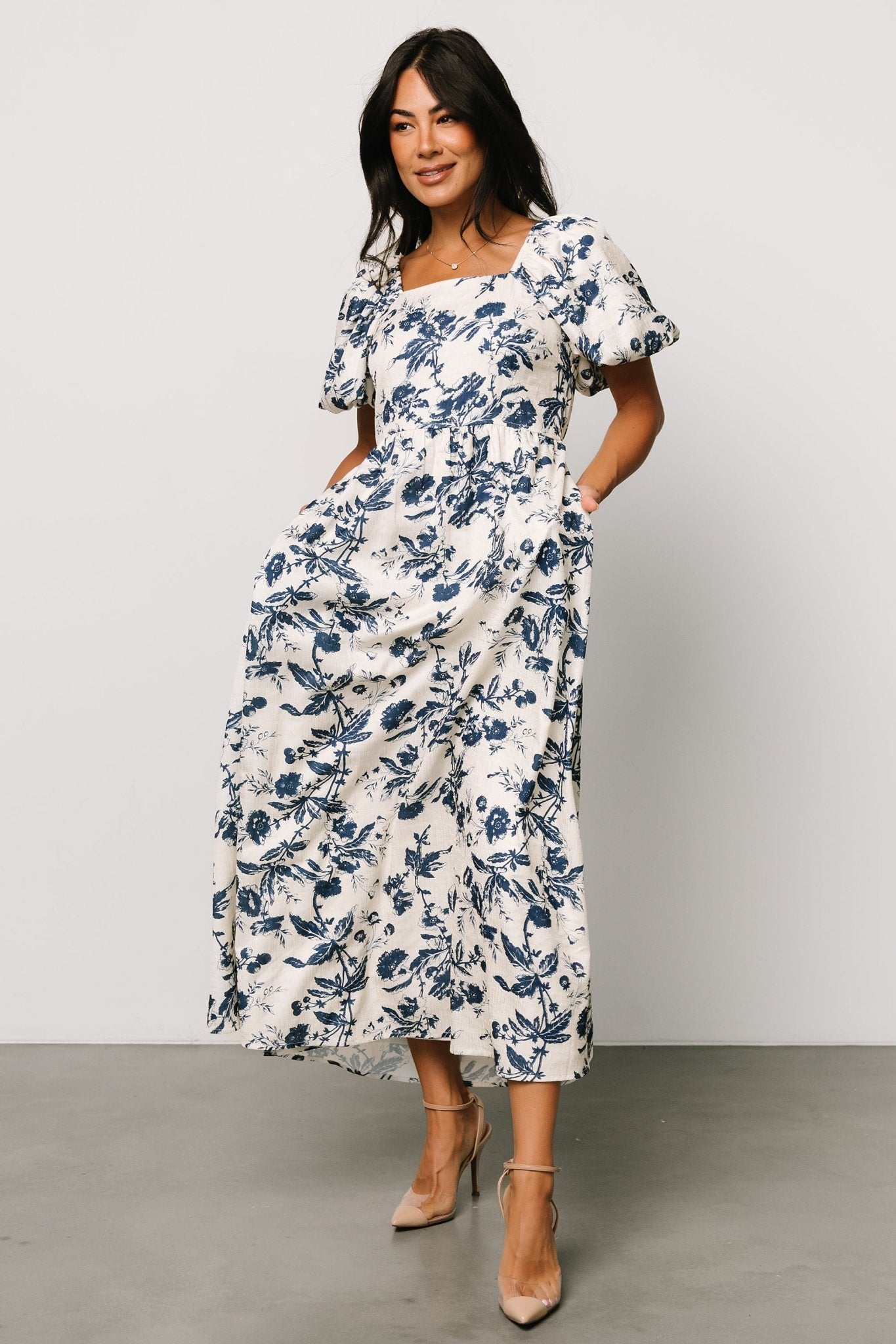 Graceland Maxi Dress | White + Blue Floral | Baltic Born