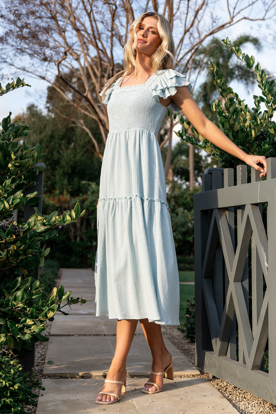 Jacie Smocked Midi Dress | Light Blue – Baltic Born