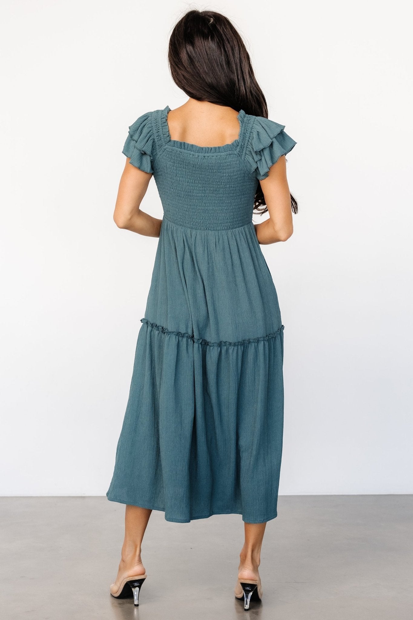 Jacie Smocked Midi Dress | Vintage Teal – Baltic Born