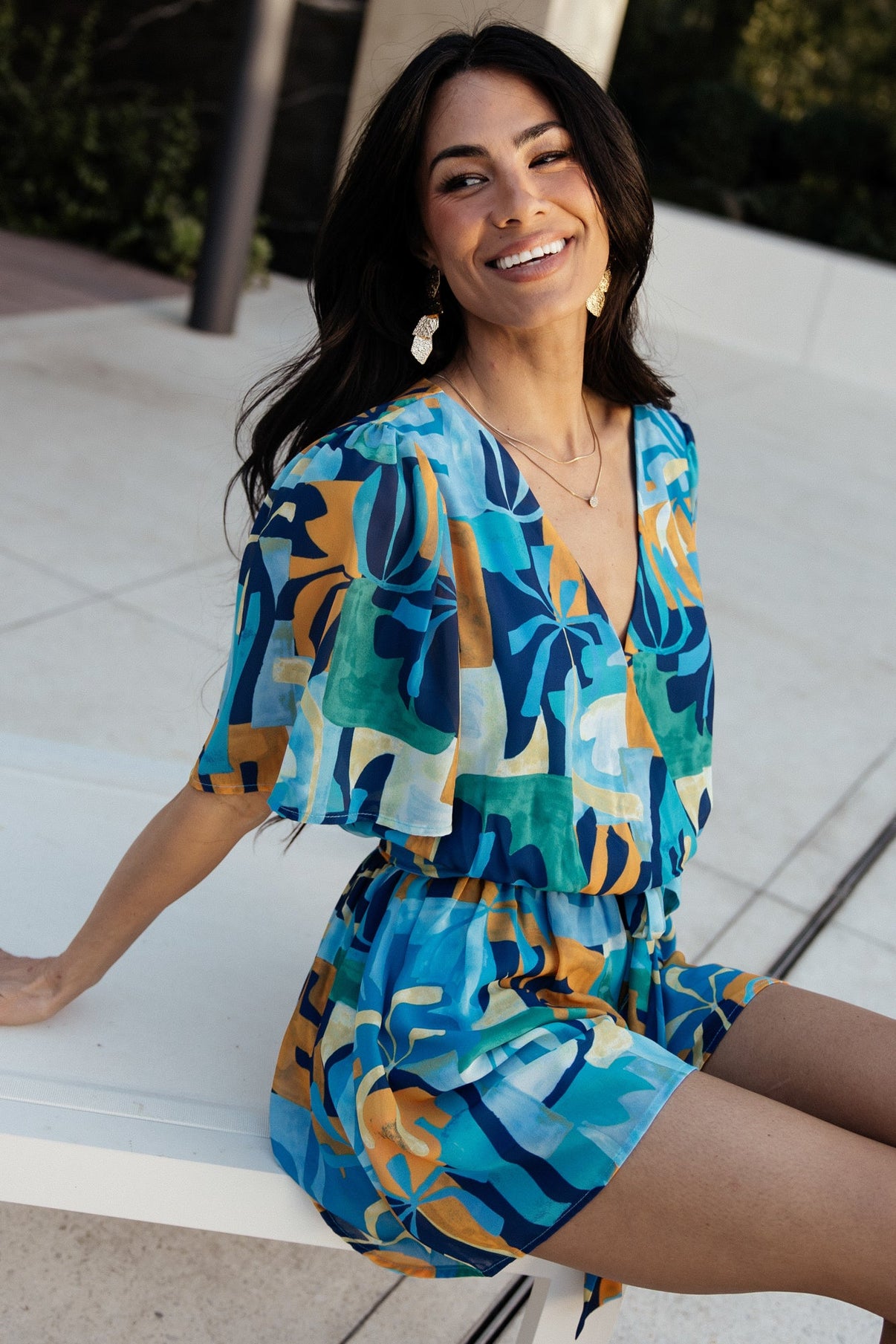 Karissa Romper — Blue Multi Print Romper | Baltic Born