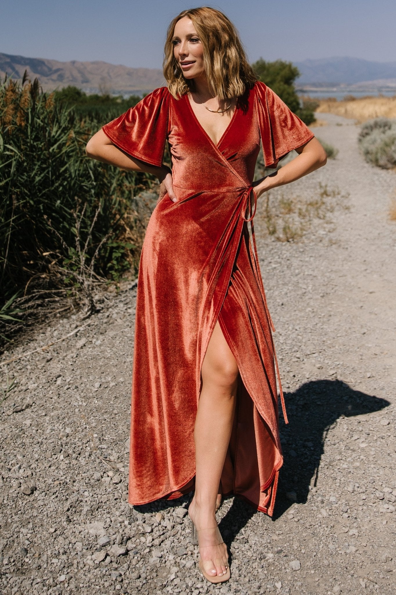 Katelyn Velvet Maxi Wrap Dress | Black | Baltic Born