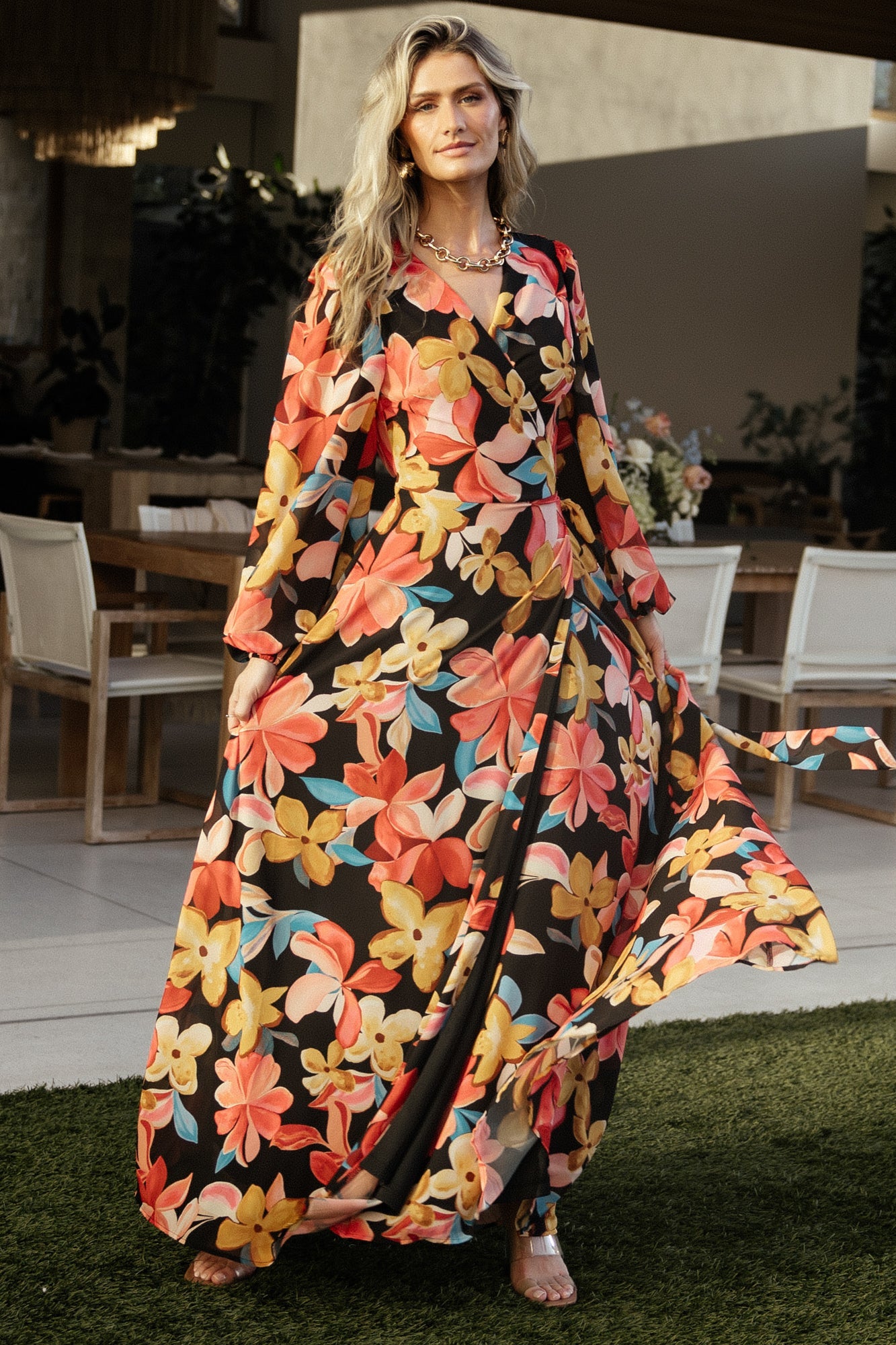 Katinka Wrap Maxi Dress | Tropical Night Floral – Baltic Born