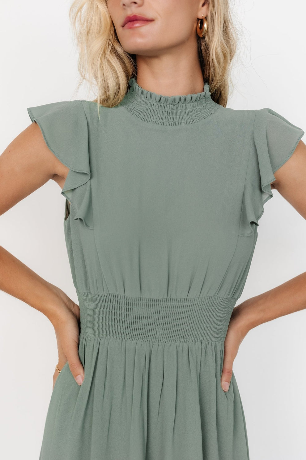 Kearny Ruffle Maxi Dress — Eucalyptus | Baltic Born