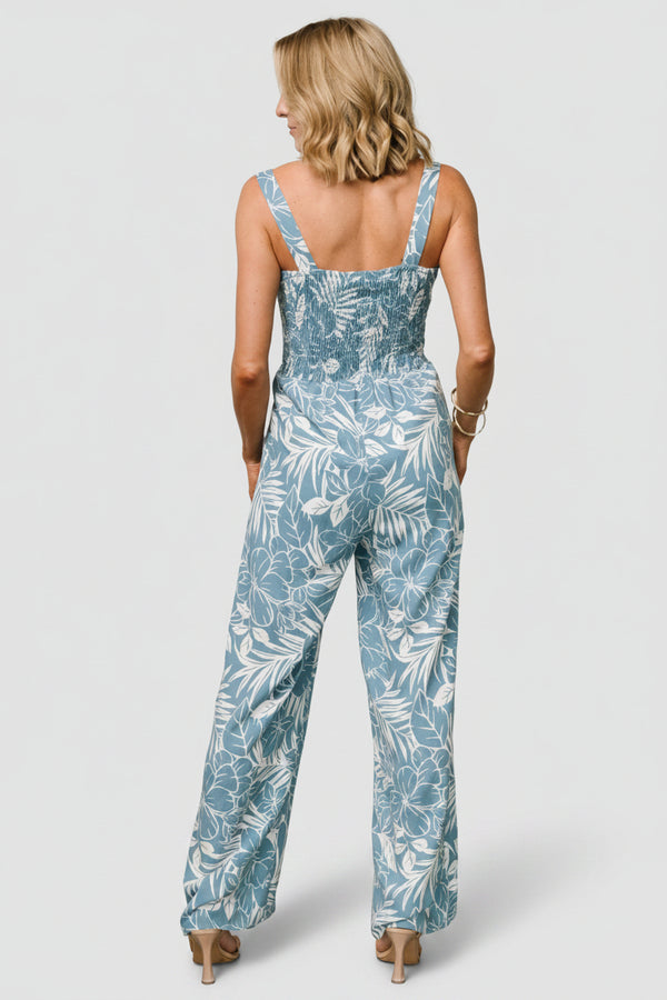 Keely Tank Jumpsuit — Blue Print Smocked | Baltic Born