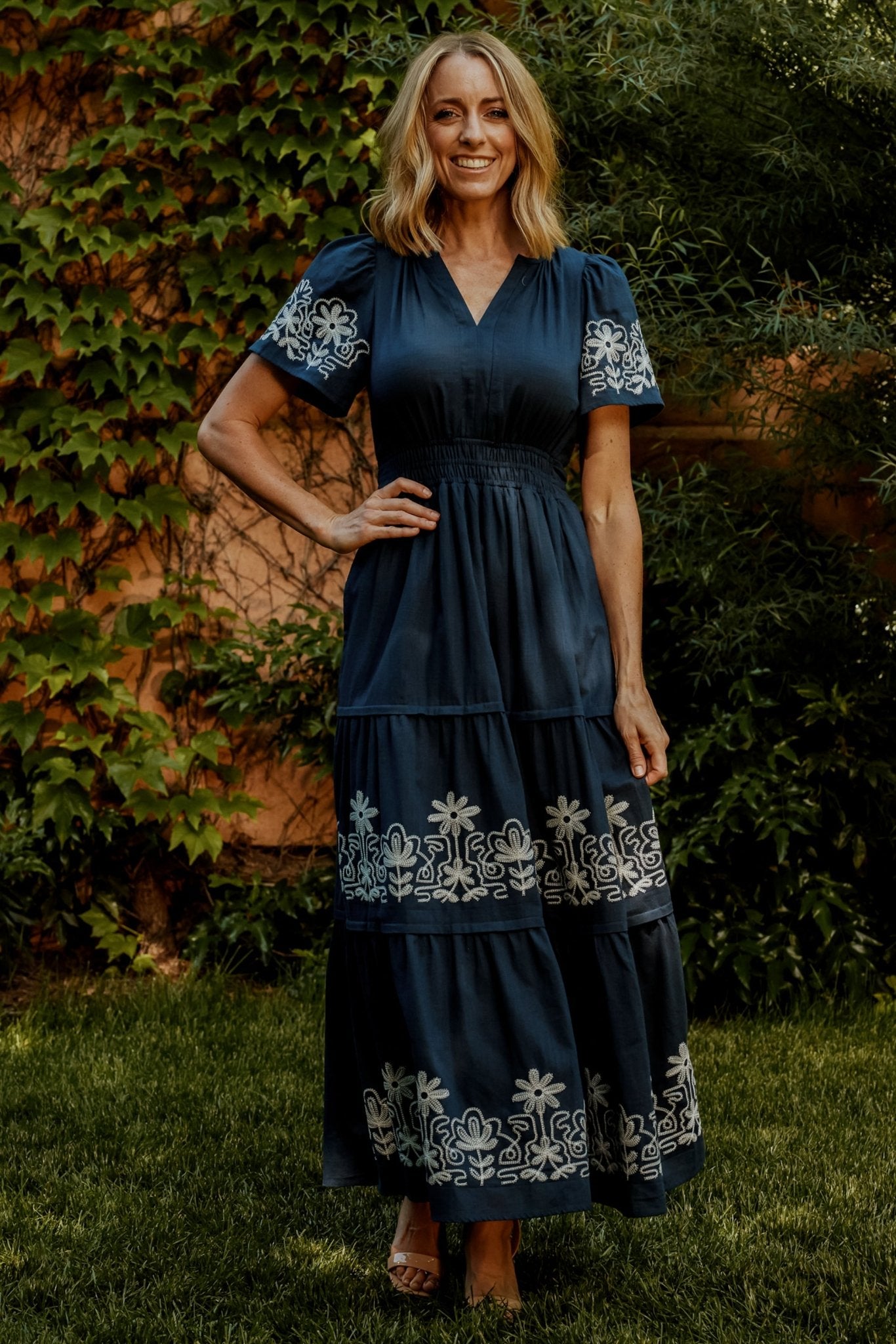 Kennedy Embroidered Maxi Dress | Blue | Baltic Born