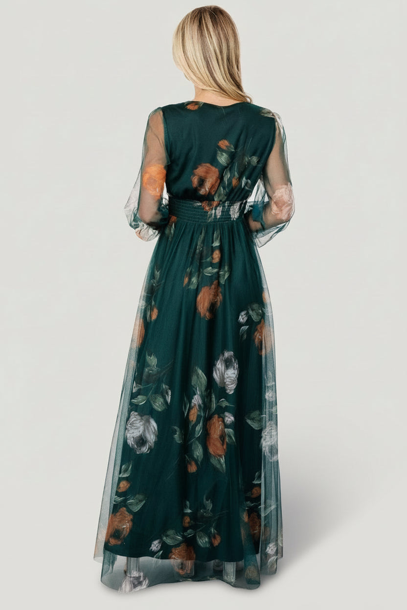 Layla Tulle Maxi Dress | Deep Topaz Floral – Baltic Born