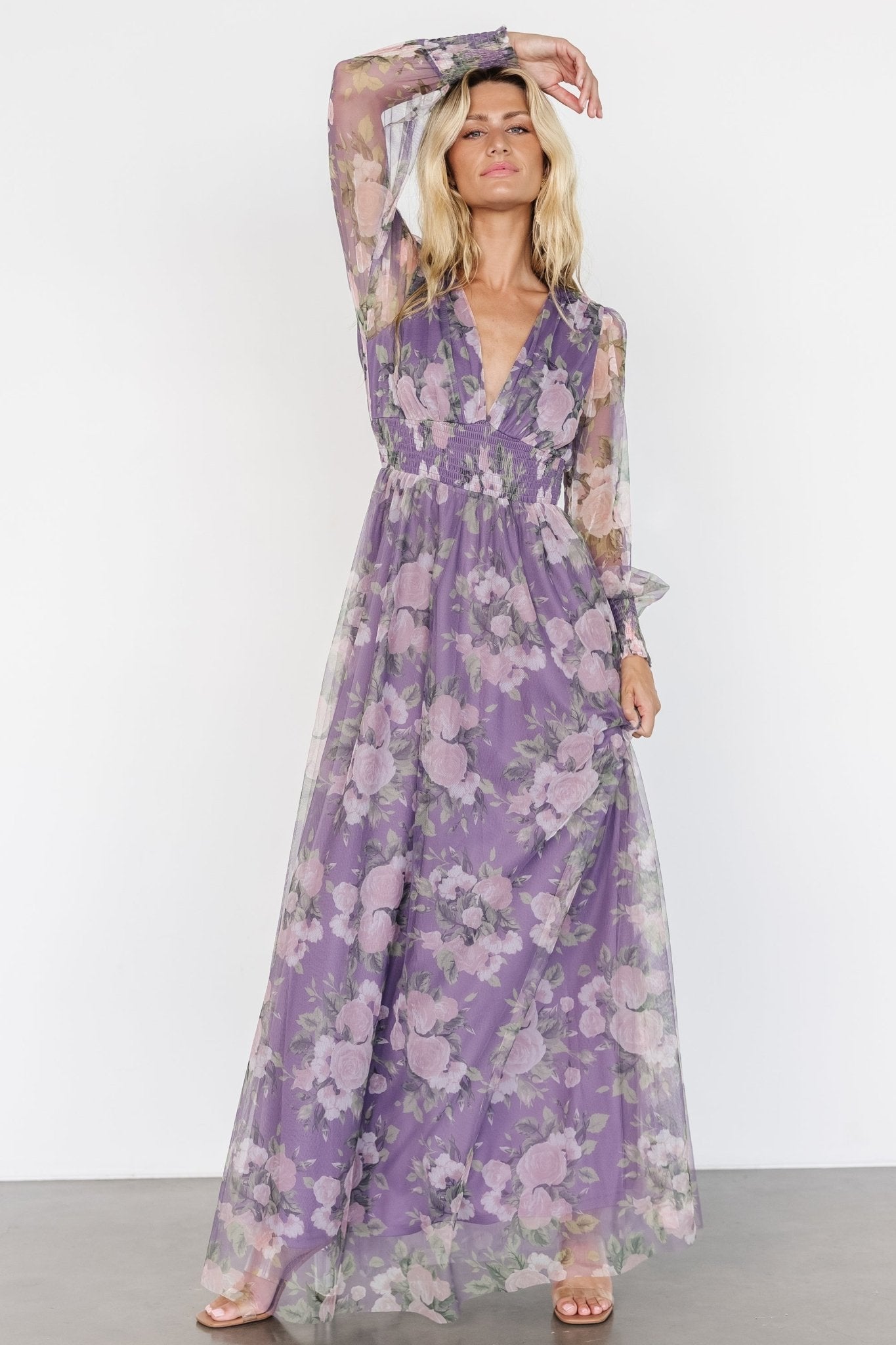 Layla Tulle Maxi Dress | Lavender + Blush Floral – Baltic Born