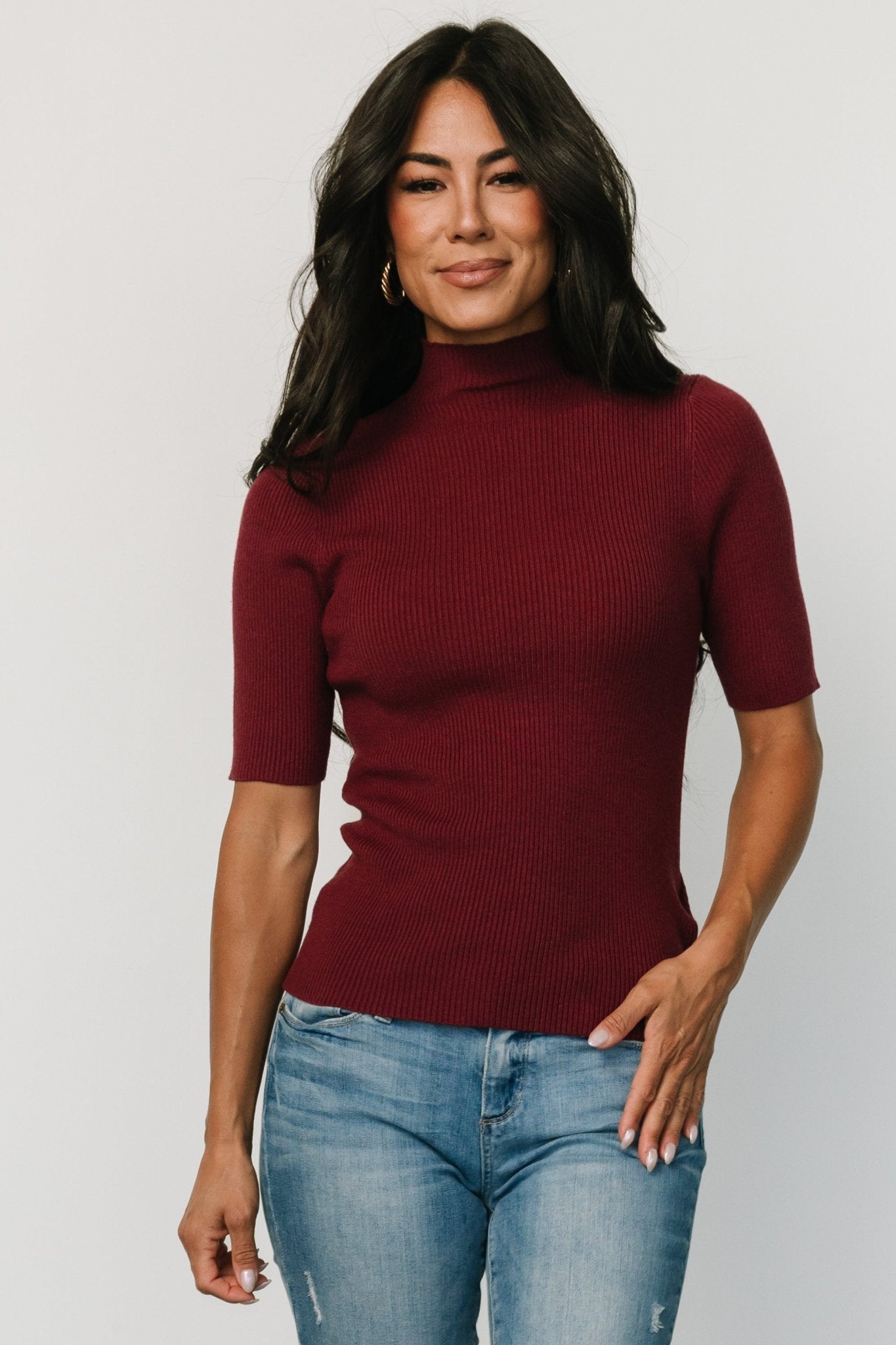 Liel Ribbed Top | Wine – Baltic Born